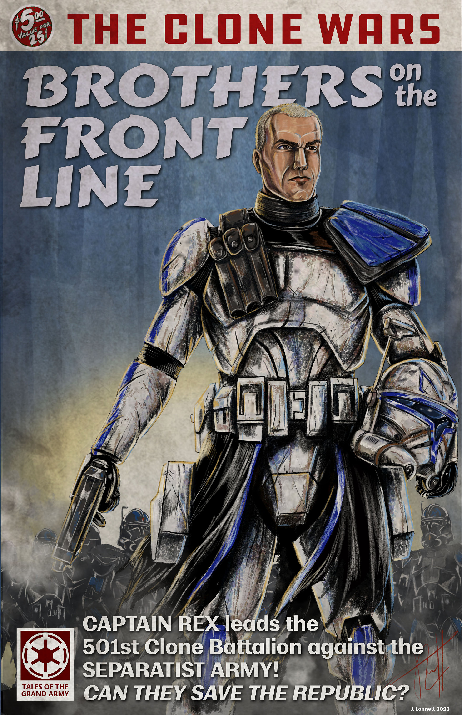 Star Wars Clone Wars Captain Rex Pulp Retro Book Cover Satire Print ...
