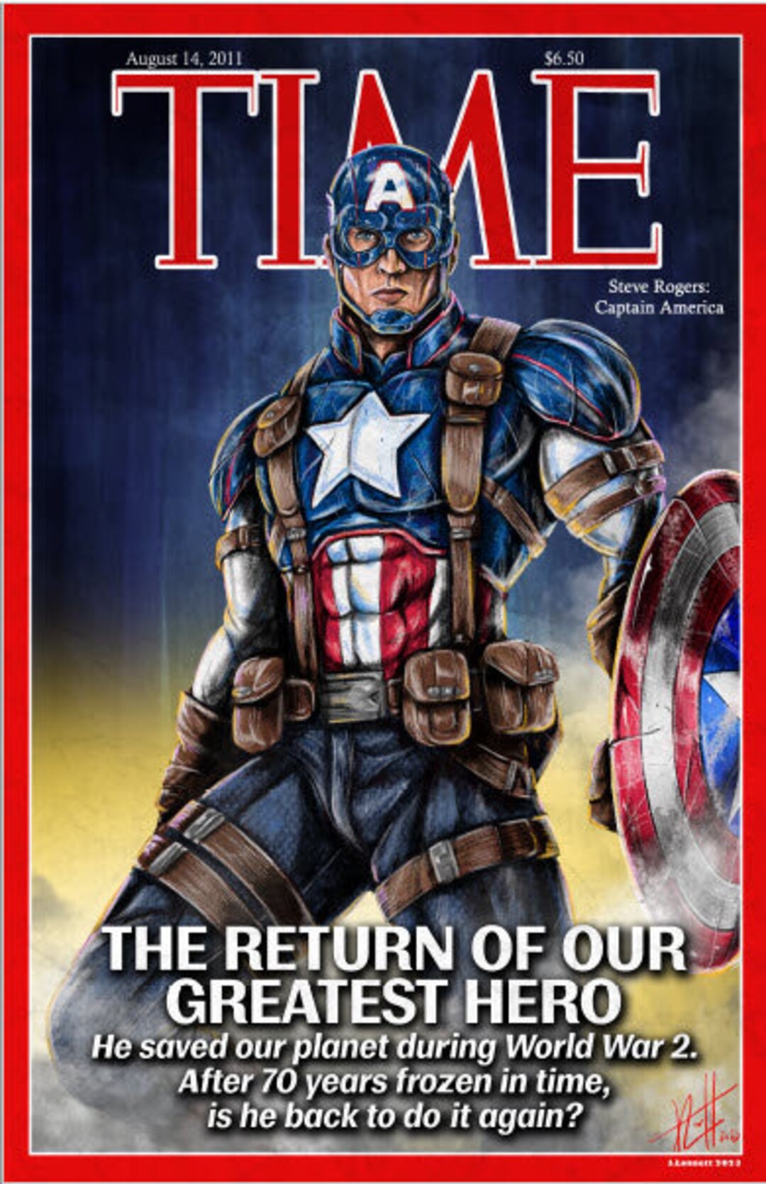 Captain America Time Satire Magazine Cover 11x17 Glossy - Etsy
