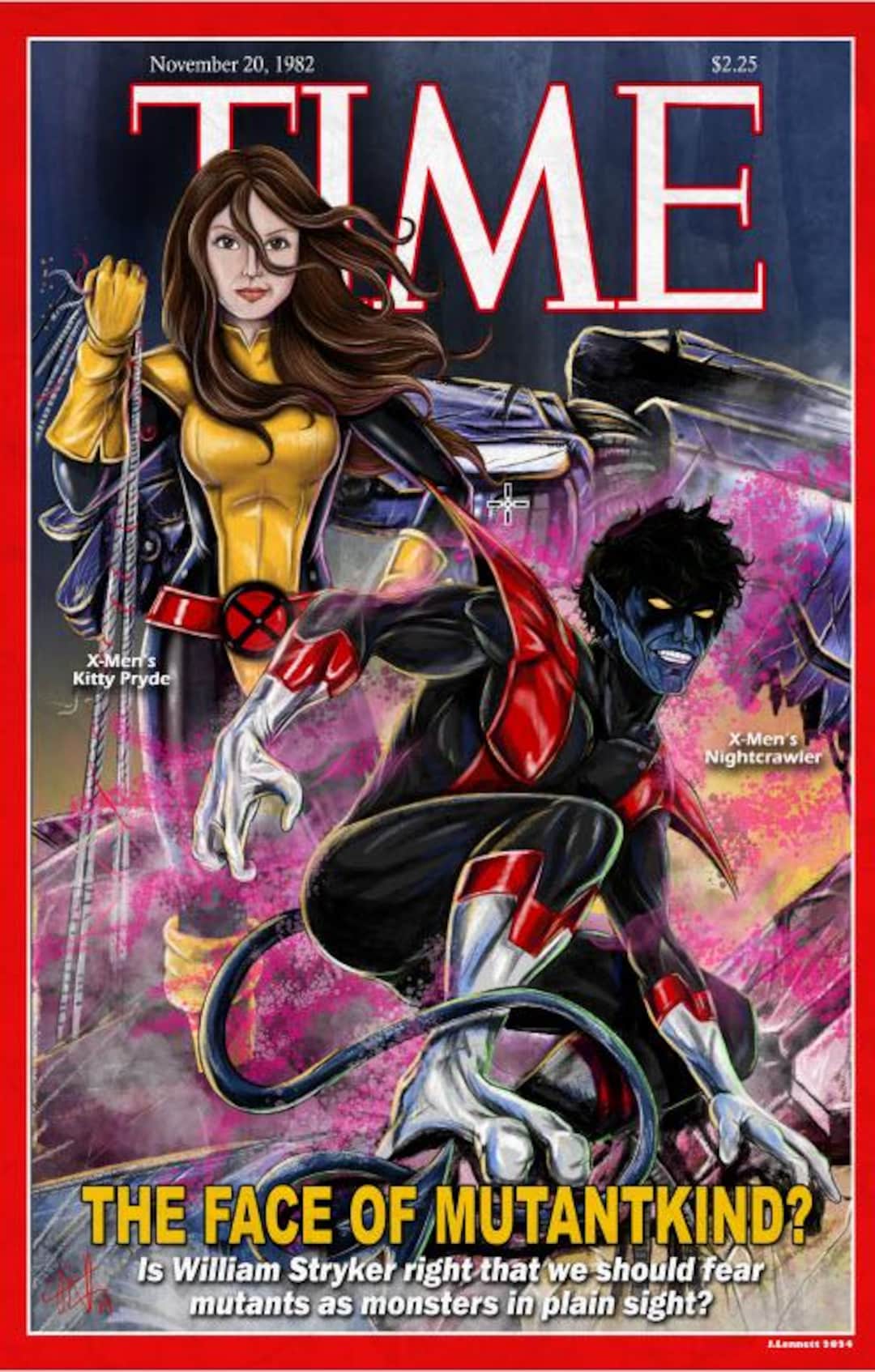 X-men Nightcrawler Kitty Pryde Time Magazine Retro Satire Magazine ...