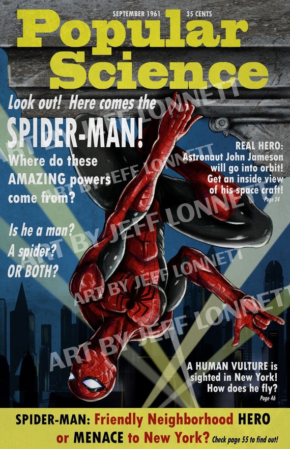 Spiderman 1960s Popular Science Retro Satire Magazine Cover - Etsy New ...