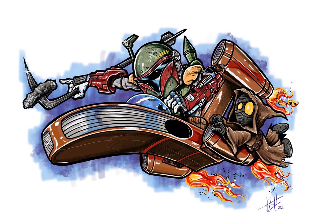 Star Wars Boba Fett Hot Rod Art 11x17 Glossy Card Stock - Etsy