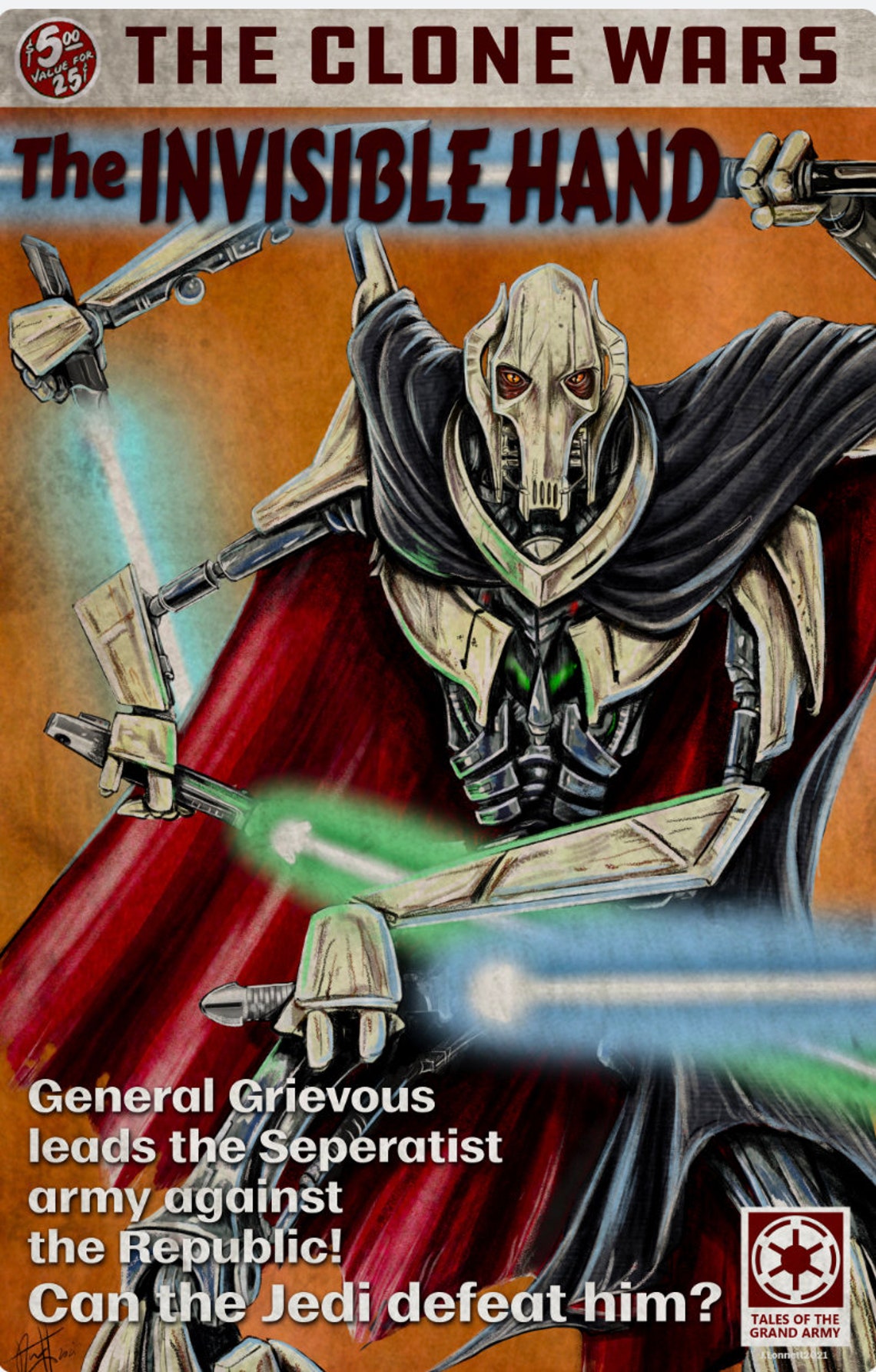 Star Wars Clone Wars General Grevious Pulp Book Cover Satire - Etsy