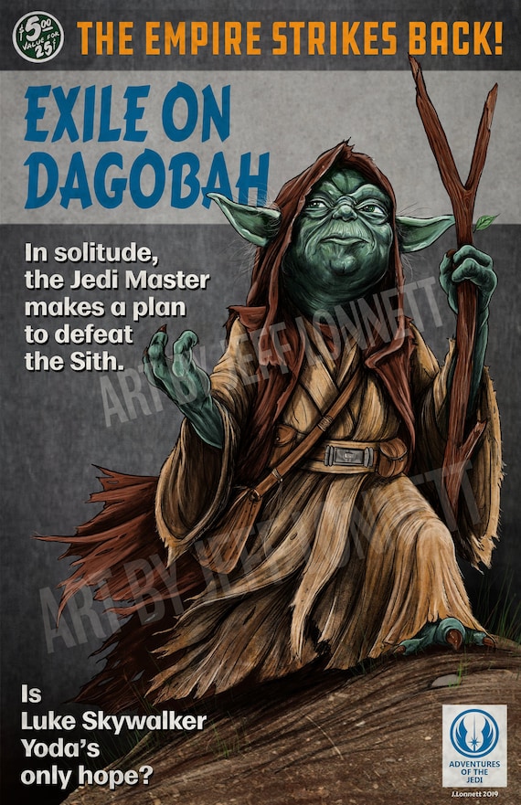 Star Wars Yoda in Exile Pulp Book Cover Satire cover 11x17 | Etsy