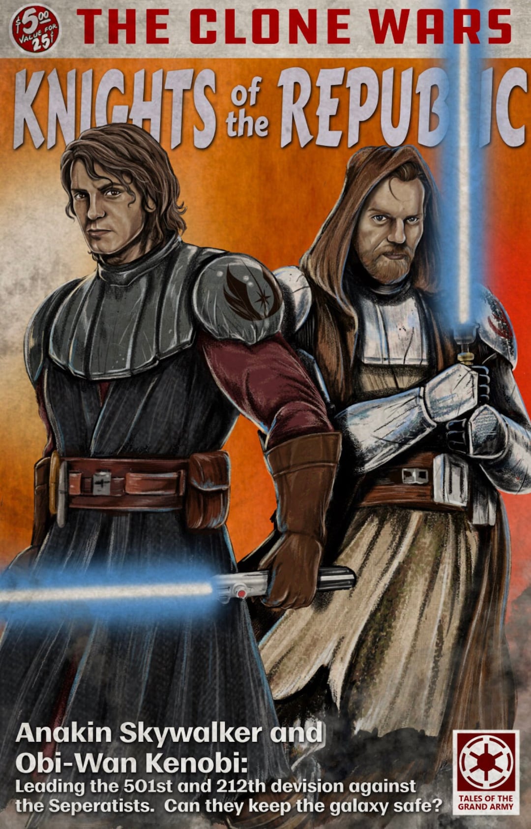 Star Wars Clone Wars Anakin Skywalker Obi-wan Kenobi Pulp Book Cover ...