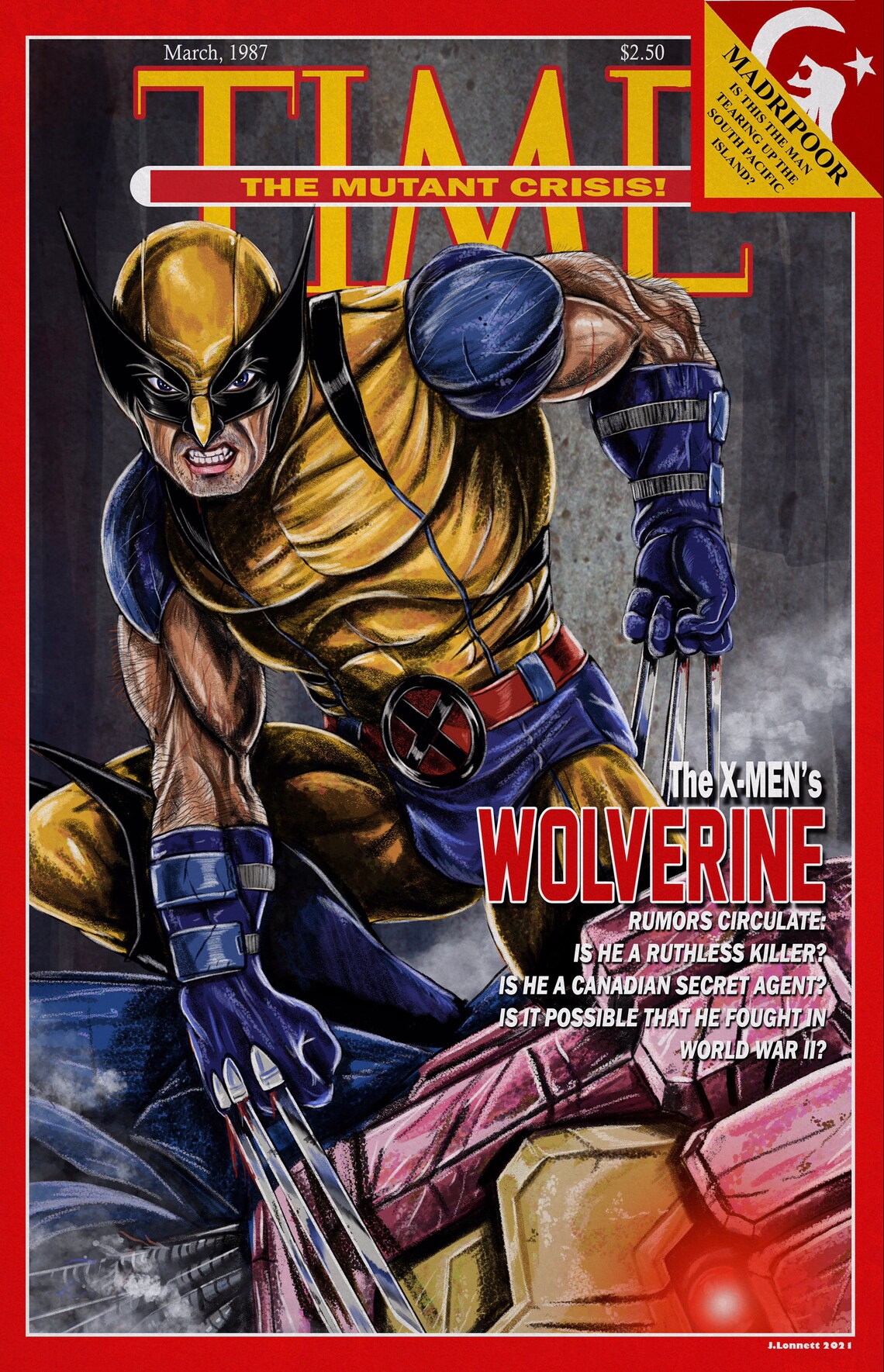 X-men Wolverine Time Magazine Retro Satire Magazine Cover Print 11x17 ...