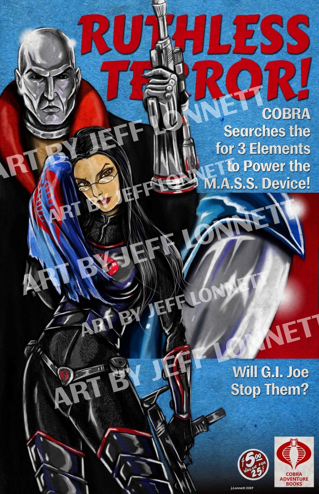 Destro Baroness Cobra Retro Pulp Book Cover Print Satire G.i.joe 11x17 ...