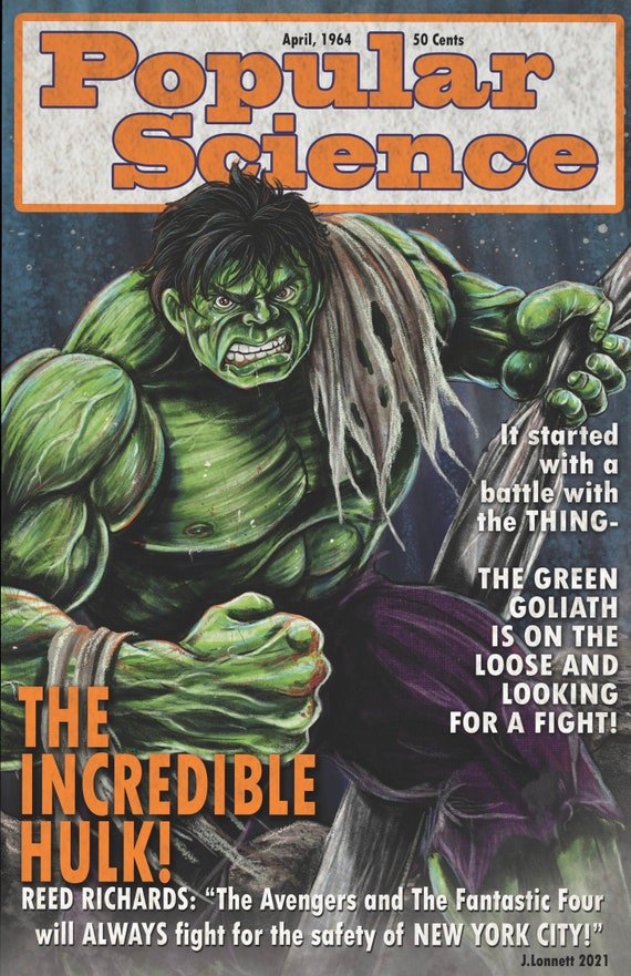Incredible Hulk pulp retro book cover satire print 11x17 | Etsy