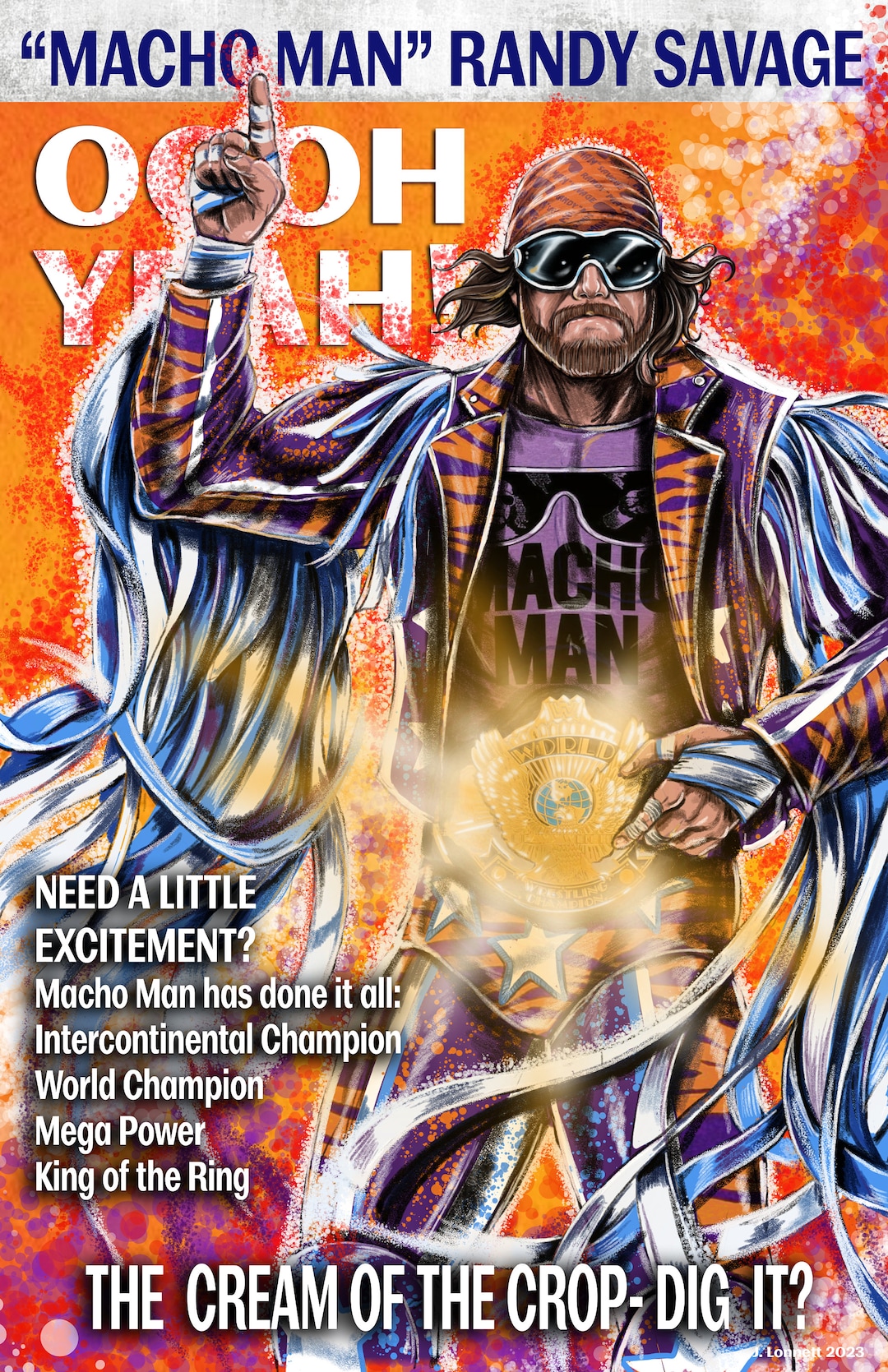 Macho Man Randy Savage Retro Book Cover 11x17 Glossy - Etsy