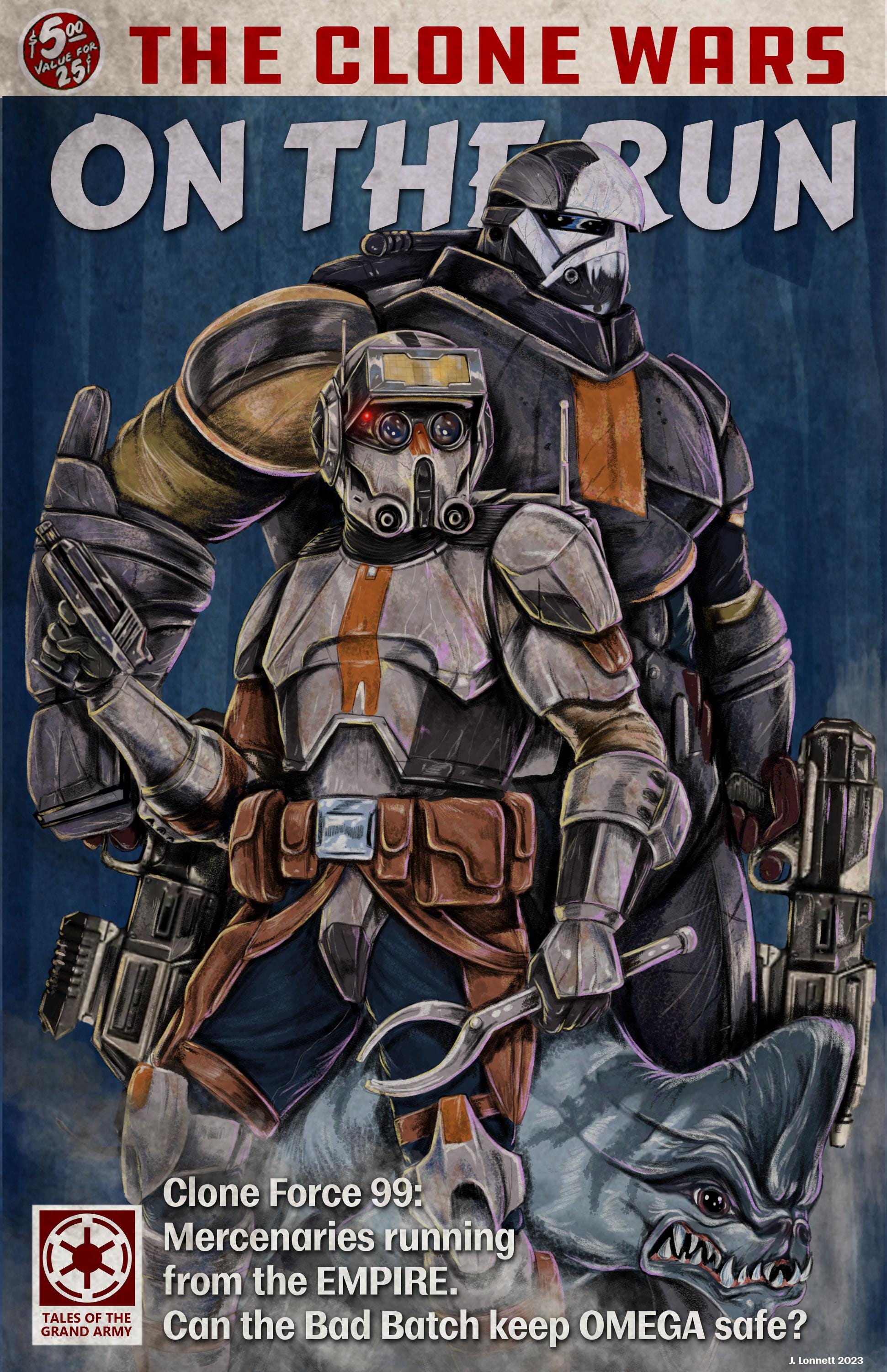 Star Wars Bad Batch Wrecker Tech Pulp Retro Book Cover Satire Print ...