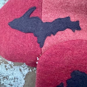 Maroon and Navy Felted Wool Michigan Mittens-ready to Ship! - Etsy