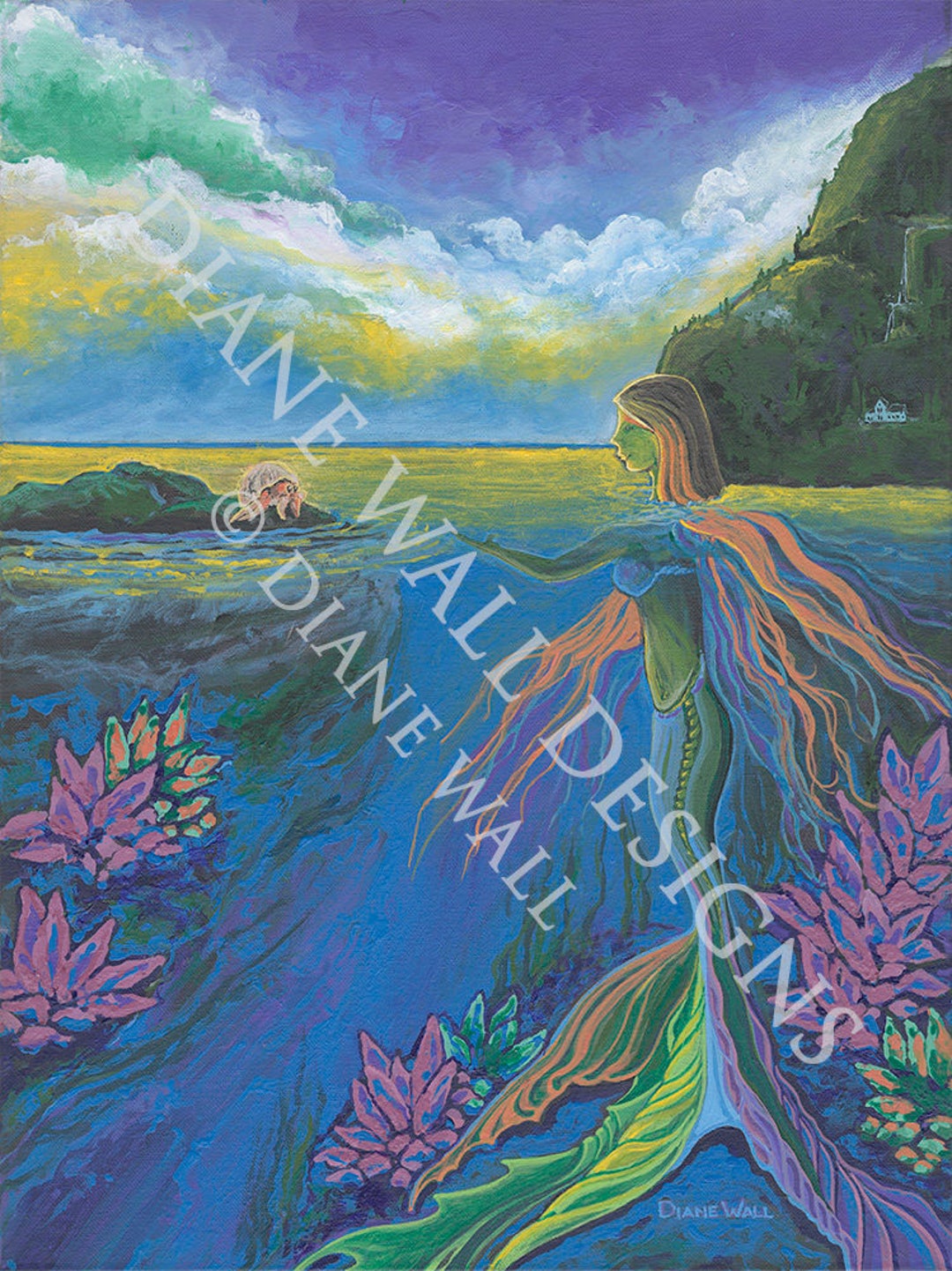 Sunrise Mermaid - 18 X 24 Giclee on Canvas Gallery-wrapped by Diane ...