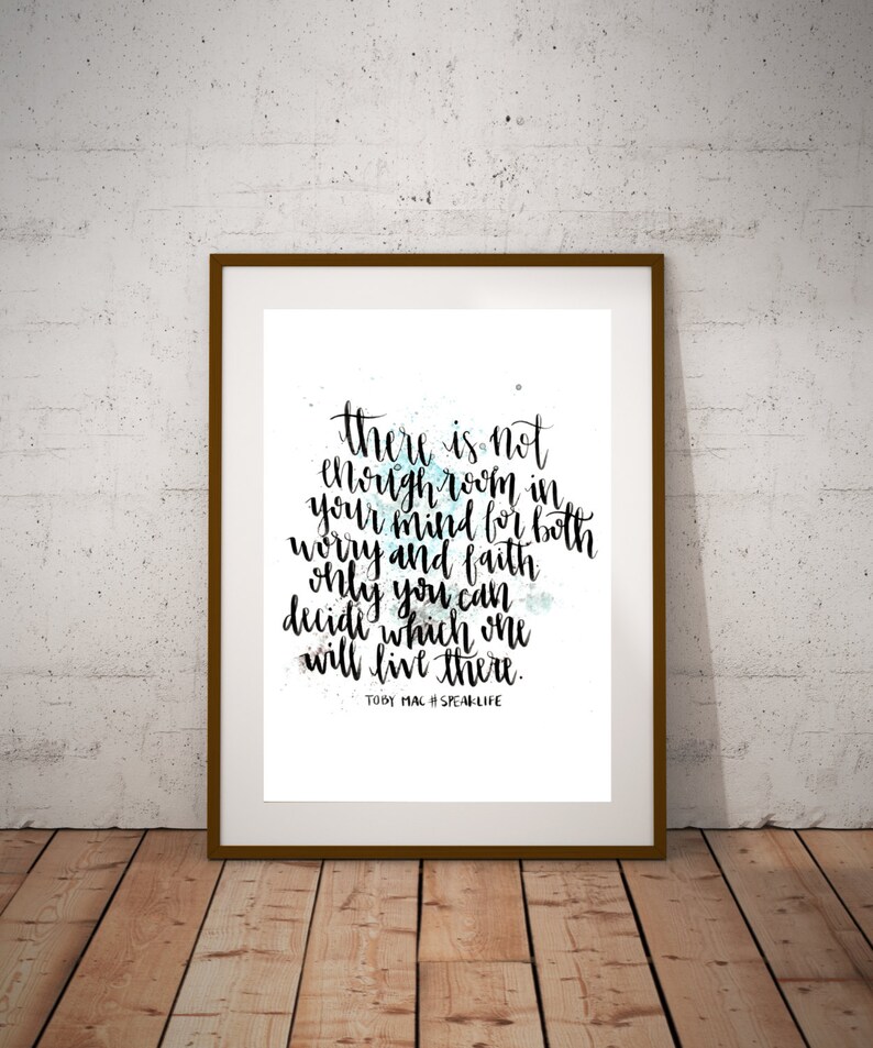 There is Not Enough Room for Both Worry & Faith // Toby Mac - Etsy