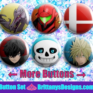 Super Smash Bros Pin-back Button Badges | Mario Sonic Donkey Kong Kirby ...