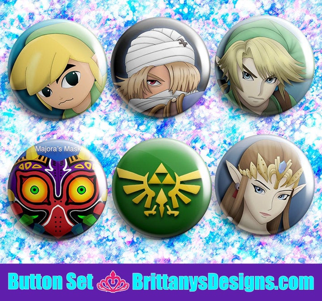 Zelda Pin-back Button Badges Zelda Link Triforce Sheik - Etsy Hong Kong