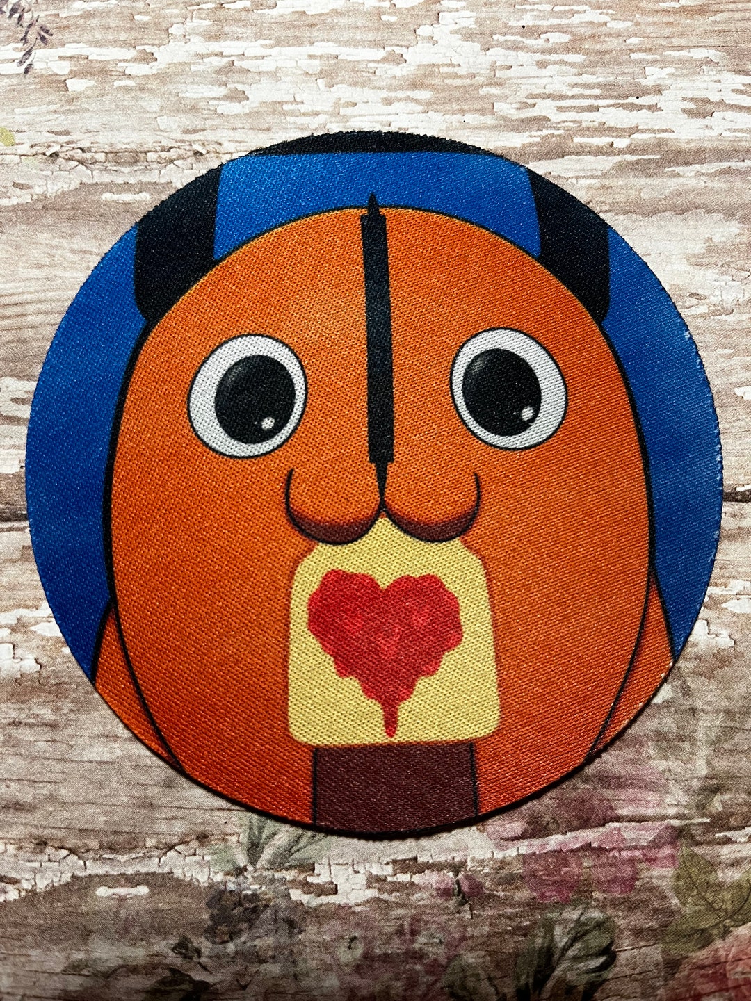CSM Chainsaw Anime Demon Dog Holding Toast in Mouth Mug Round Coaster ...