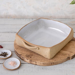 White Ceramic Square Bake Dish Large Casserole Cooking and - Etsy