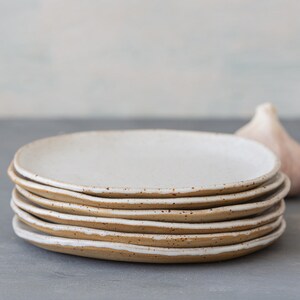 2 Ceramic Salad / Dessert Plates Set, Two Rustic Pottery Handmade ...