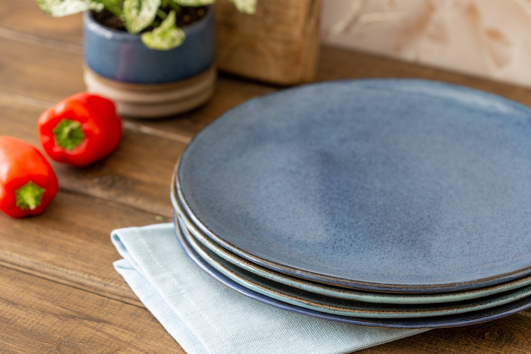 2 Dark Blue Ceramic Handmade Plates Available in Different Colors - Etsy