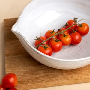 Handmade Large White Ceramic Mixing Bowl, Deep Pottery Pantry Bowl With ...