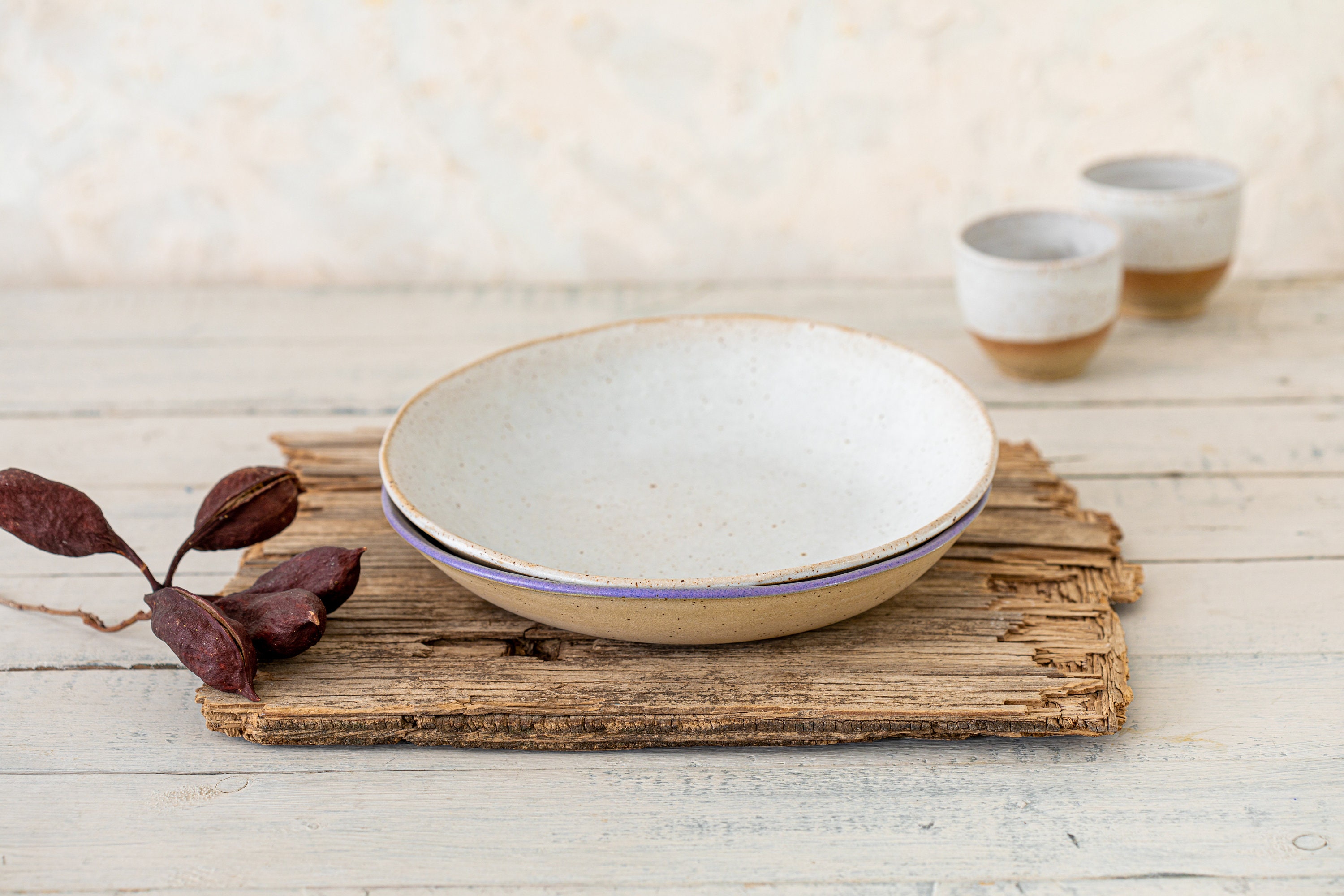 2 Pottery Handmade Pasta Bowls SET Two Colorful Ceramic - Etsy