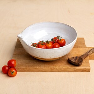 Handmade Large White Ceramic Mixing Bowl, Deep Pottery Pantry Bowl With ...