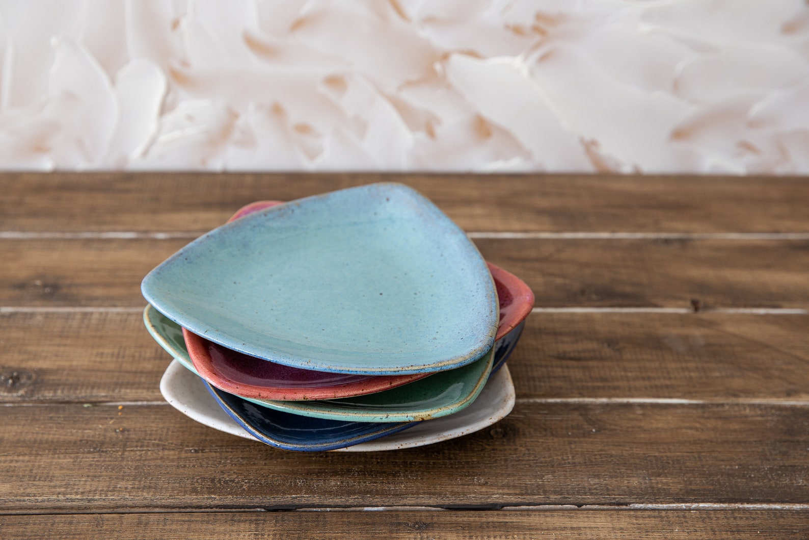 2 Ceramic Triangular Salad Plate First Course Plate SET of 2 - Etsy