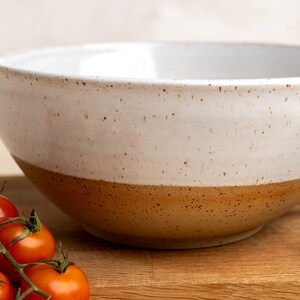 Handmade Large White Ceramic Mixing Bowl, Deep Pottery Pantry Bowl With ...