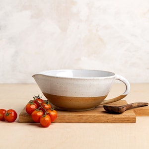 Handmade Large White Ceramic Mixing Bowl, Deep Pottery Pantry Bowl With ...