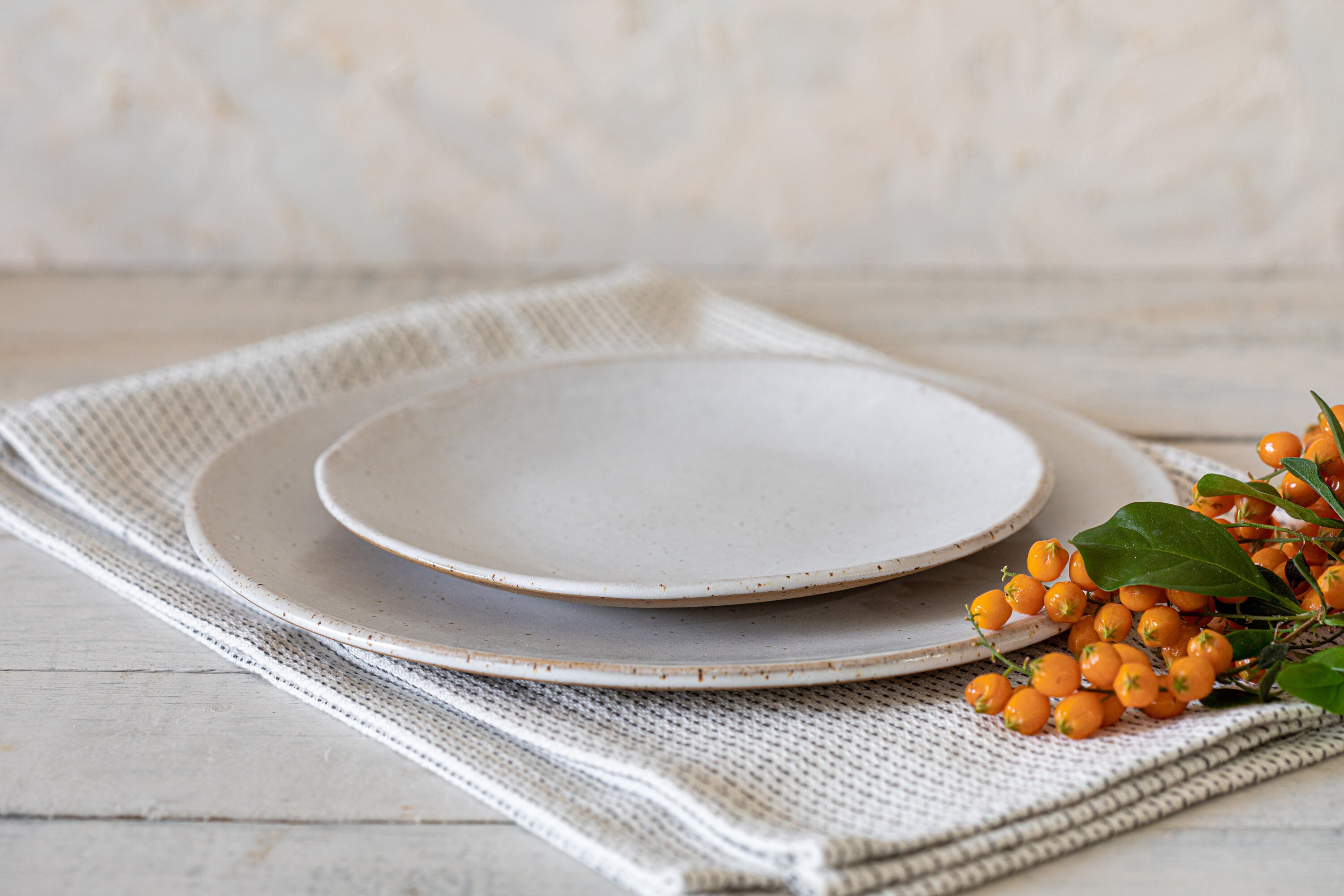 2 White Handmade Ceramic Plates Large Dinner Plate and Salad | Etsy