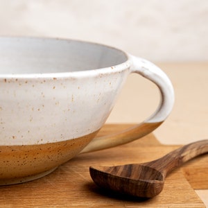 Handmade Large White Ceramic Mixing Bowl, Deep Pottery Pantry Bowl With ...