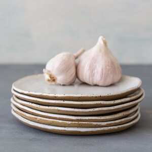 2 Ceramic Salad / Dessert Plates Set, Two Rustic Pottery Handmade ...