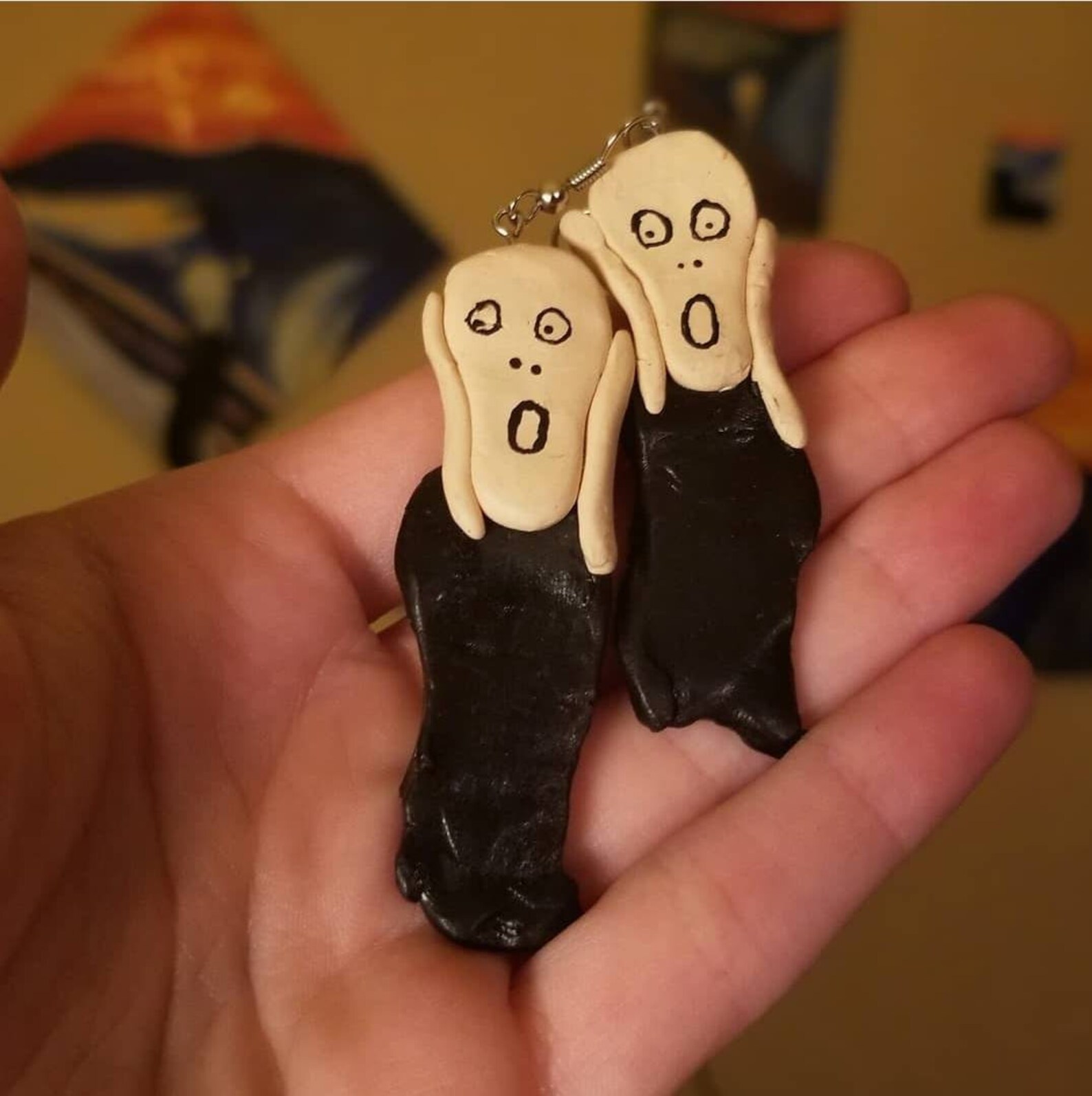 Edvard Munch the Scream Earrings Handmade Polymer Clay - Etsy