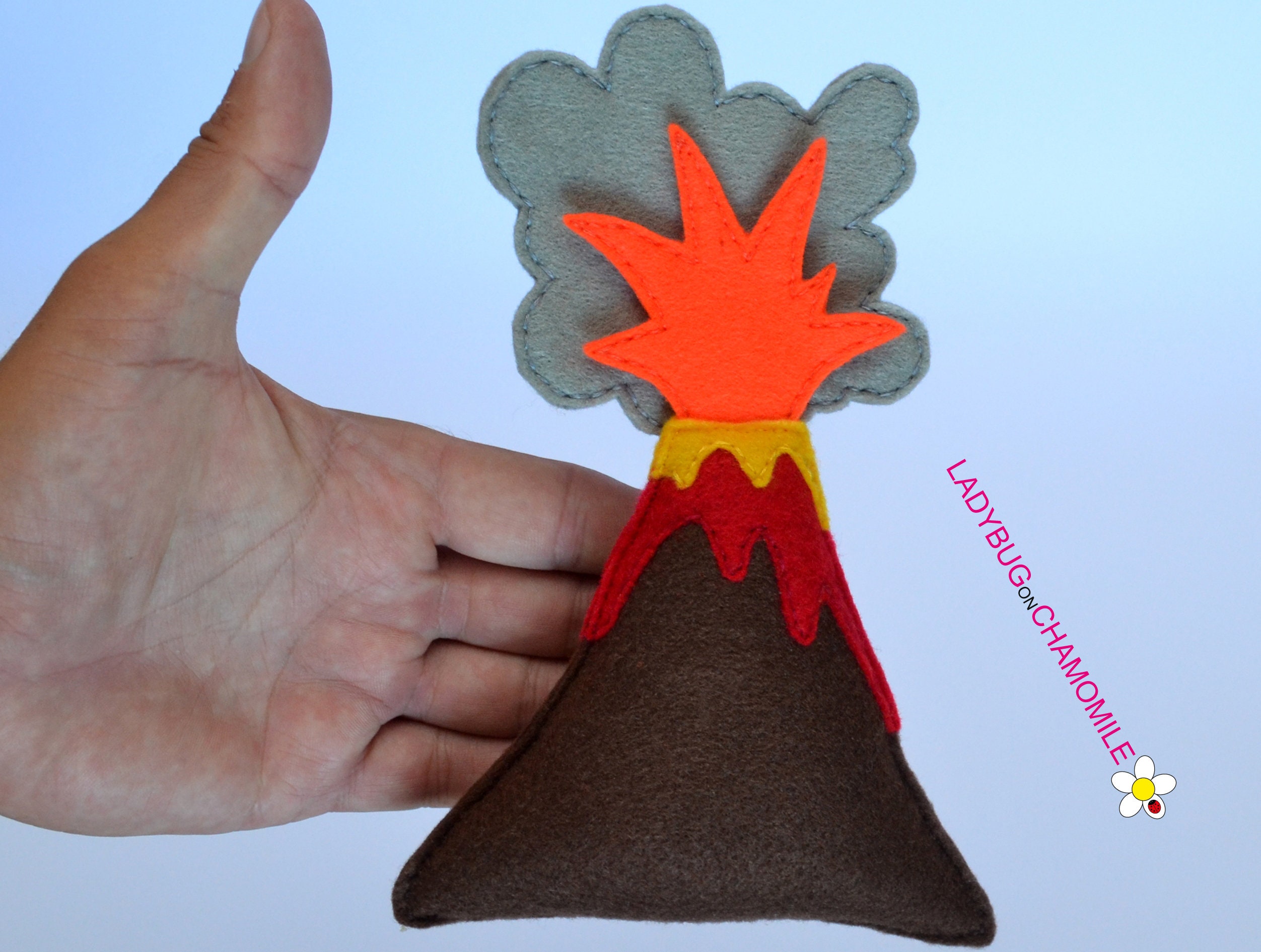 Felt VOLCANO stuffed felt Volcano Ornament Toy Magnet. | Etsy