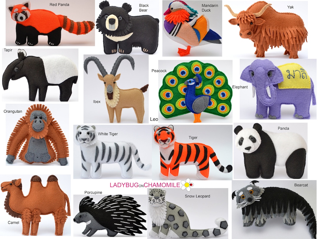 ASIAN ANIMALS Felt Toys Ornaments Magnets Keychains - Etsy
