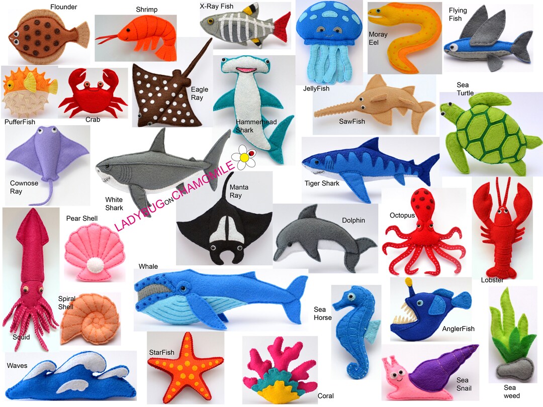 SEA CREATURES Felt Toys, Ornaments, Magnets - Etsy