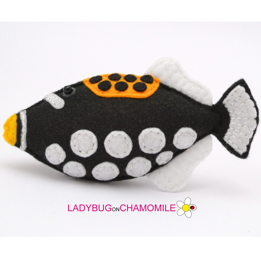 CLOWN TRIGGERFISH (bigspotted Triggerfish) Felt Toy, Ornament, Magnet ...