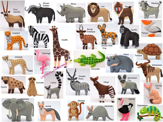 AFRICAN SAFARI ANIMALS Felt Toys Ornaments Magnets - Etsy