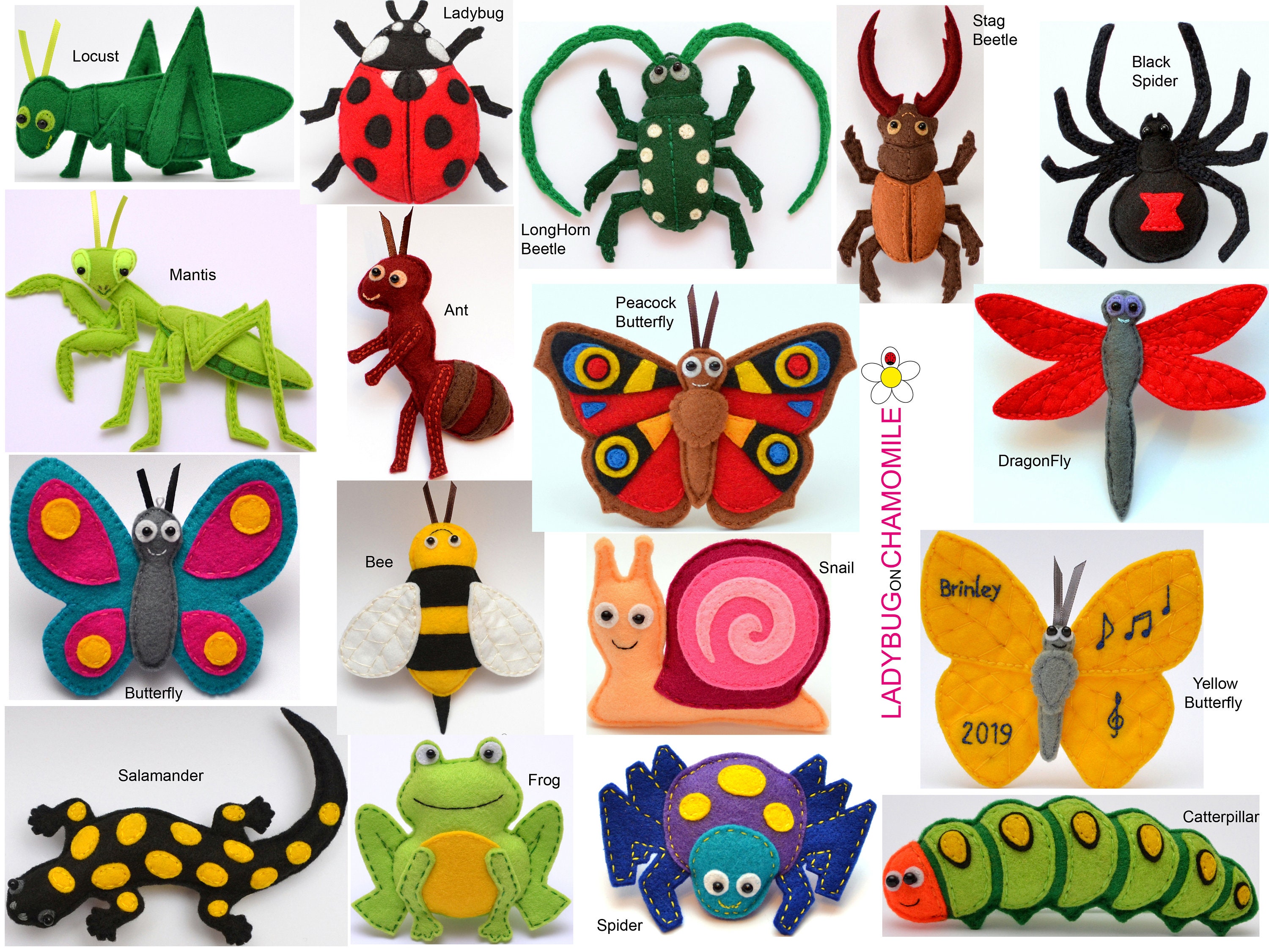 INSECTEN en KEVERS Vilten speelgoed ornamenten magneten - Etsy Nederland
