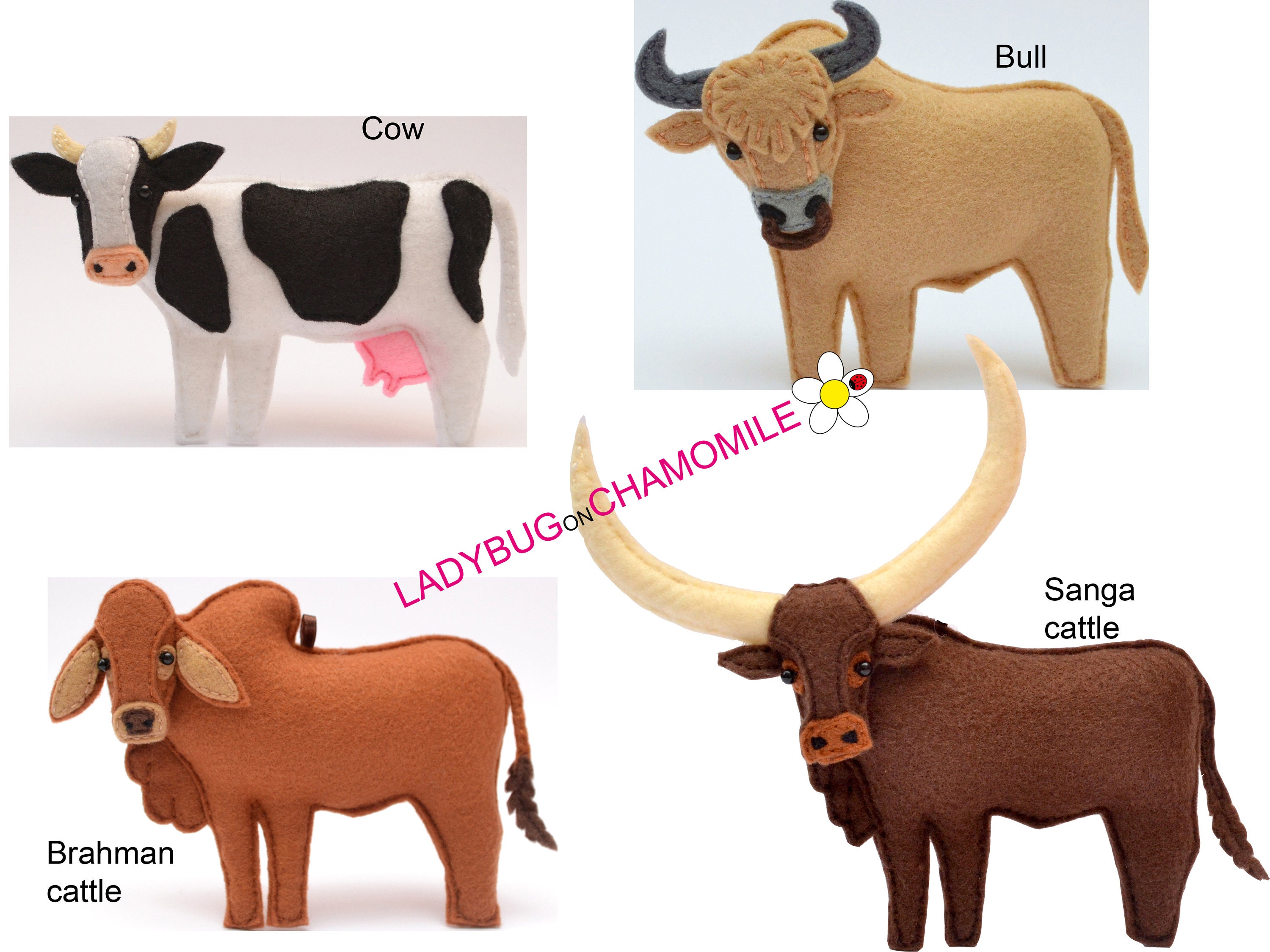 COW BULL SANGA Cattle Brahman Cattle Felt Toy Ornament - Etsy UK