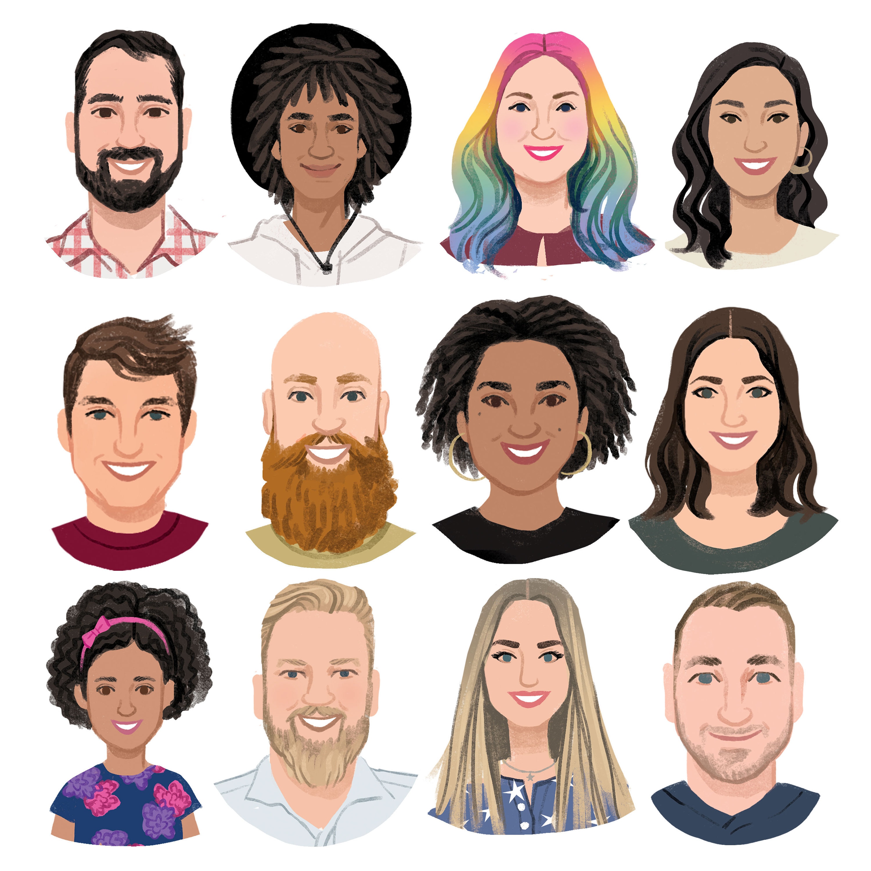 Digital Illustrated Portrait Personalized Cartoon Illustration Digital ...