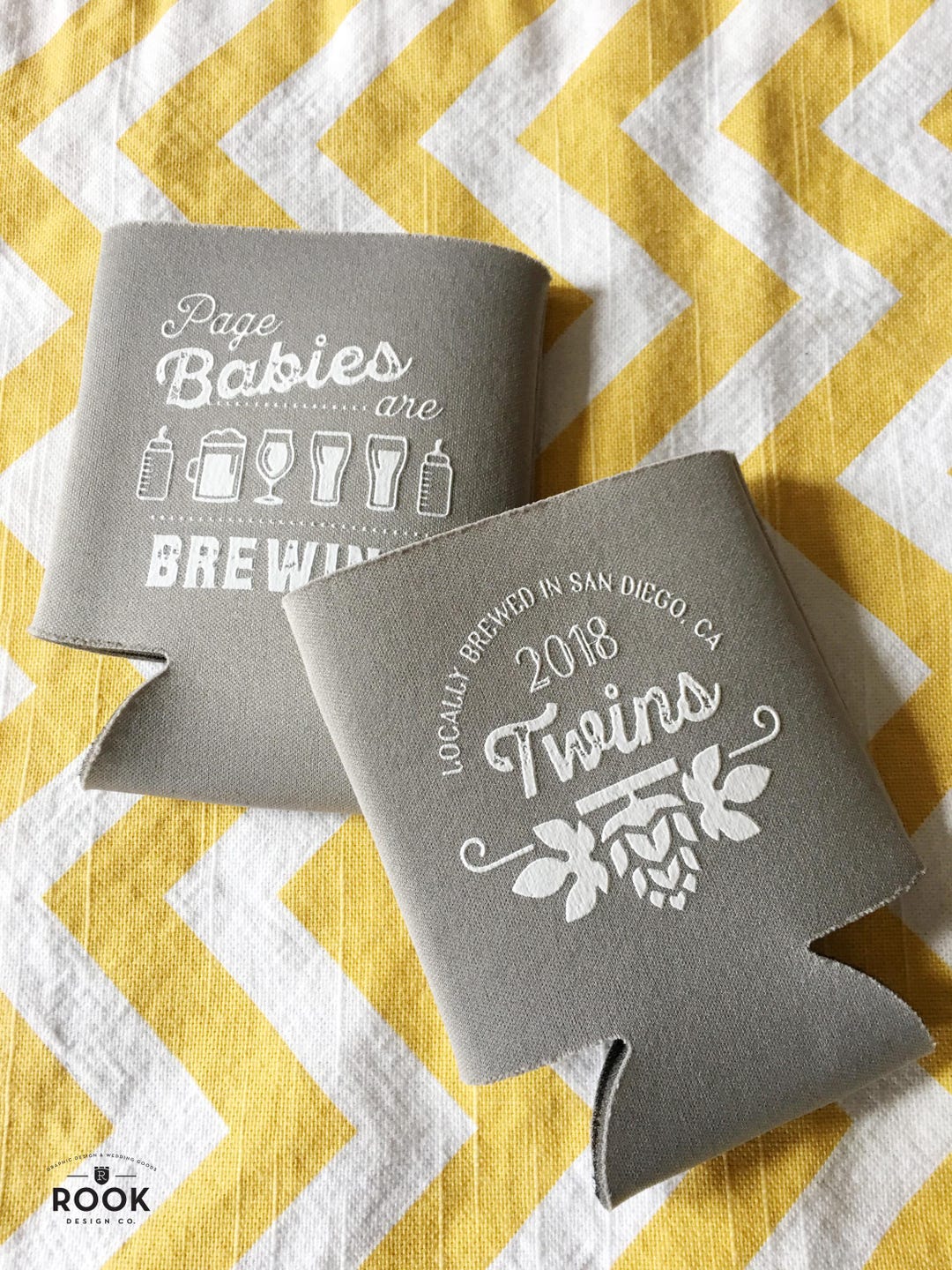 Twin Baby Shower Party Favors, Baby and Beer Can Coolies, Brewery Baby ...