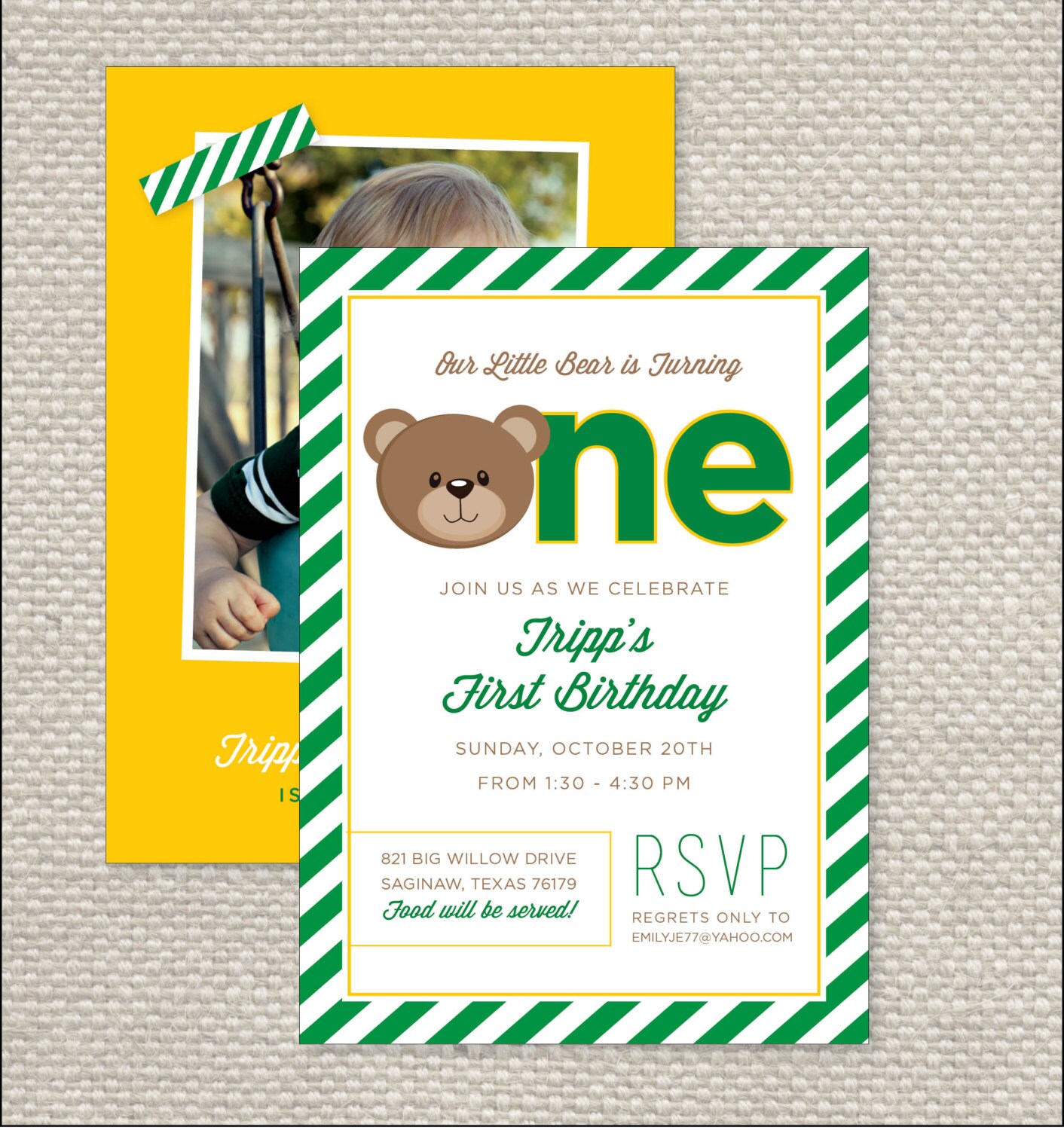 Baby's First Birthday Party Invitation, Baylor Bear Themed Baby Shower ...