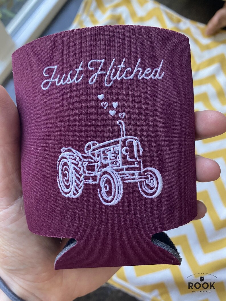 Just Hitched Tractor Wedding Can Cooler Farm Tractor Wedding - Etsy