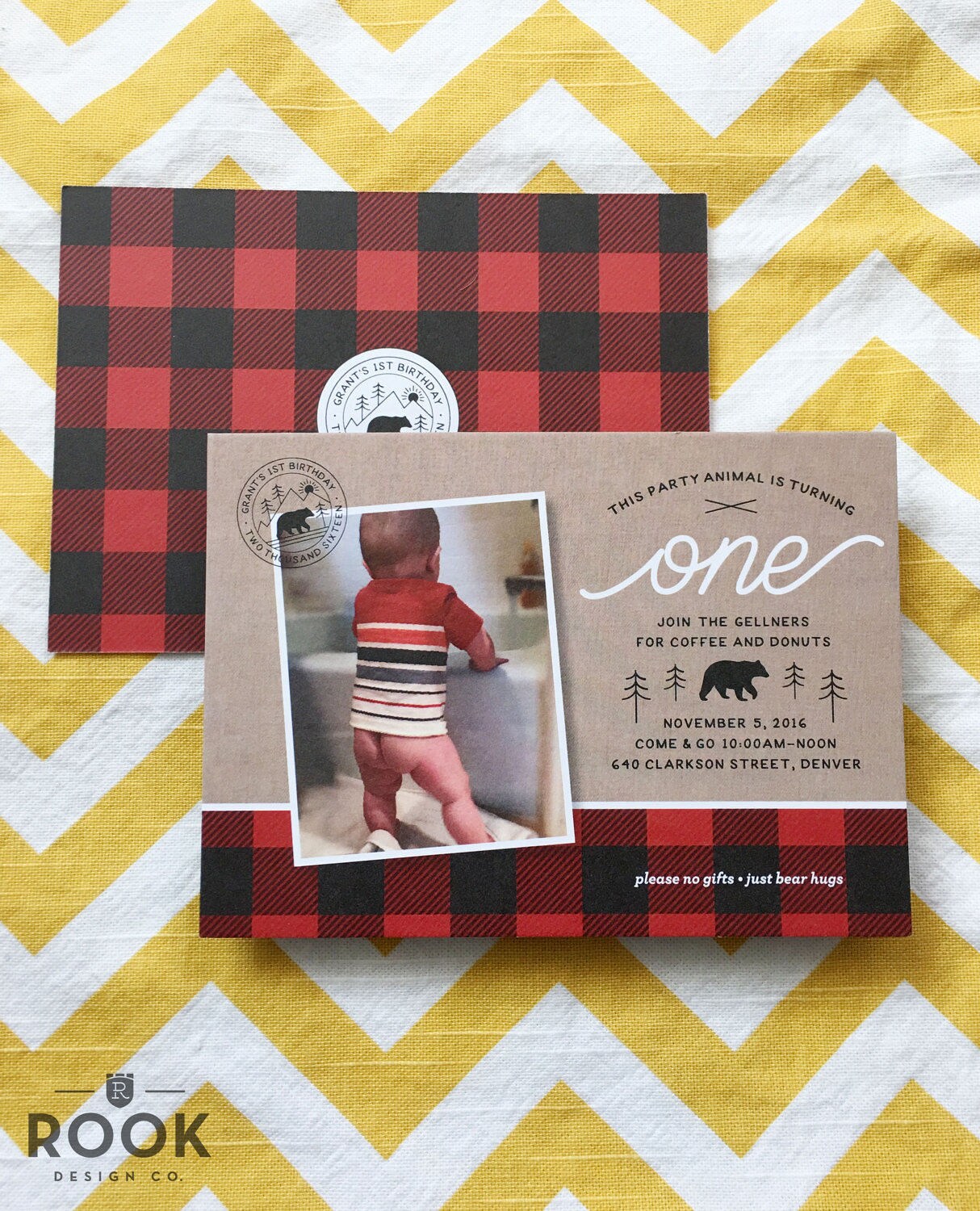 Lumberjack flannel plaid first birthday invitation buffalo | Etsy