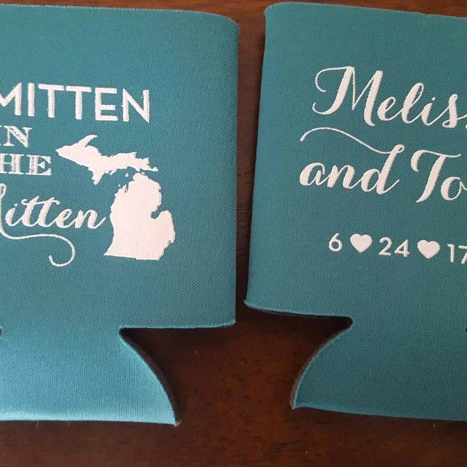 Smitten in the Mitten Wedding Can Coolers Michigan Wedding - Etsy