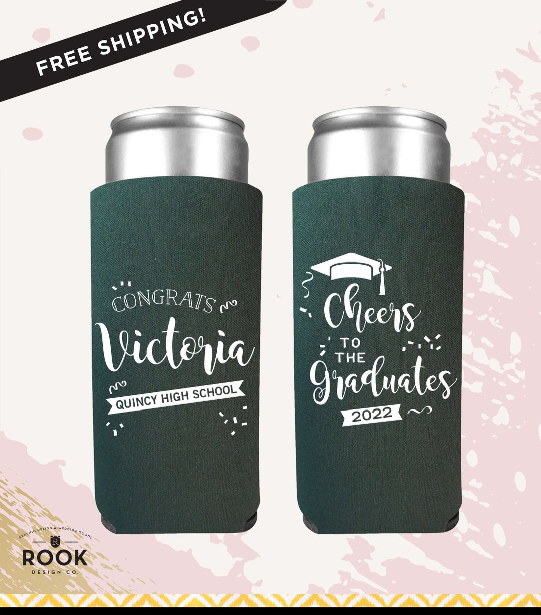Slim can cooler, Cheers to the Graduate seltzer holder, Grad party slim ...