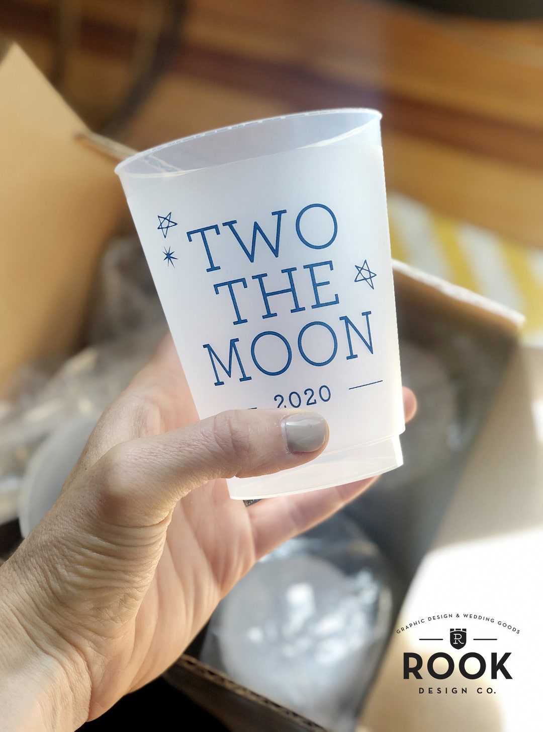 Two the Moon Birthday Party Cups, Frosted Cups, 2nd Birthday, Stars ...