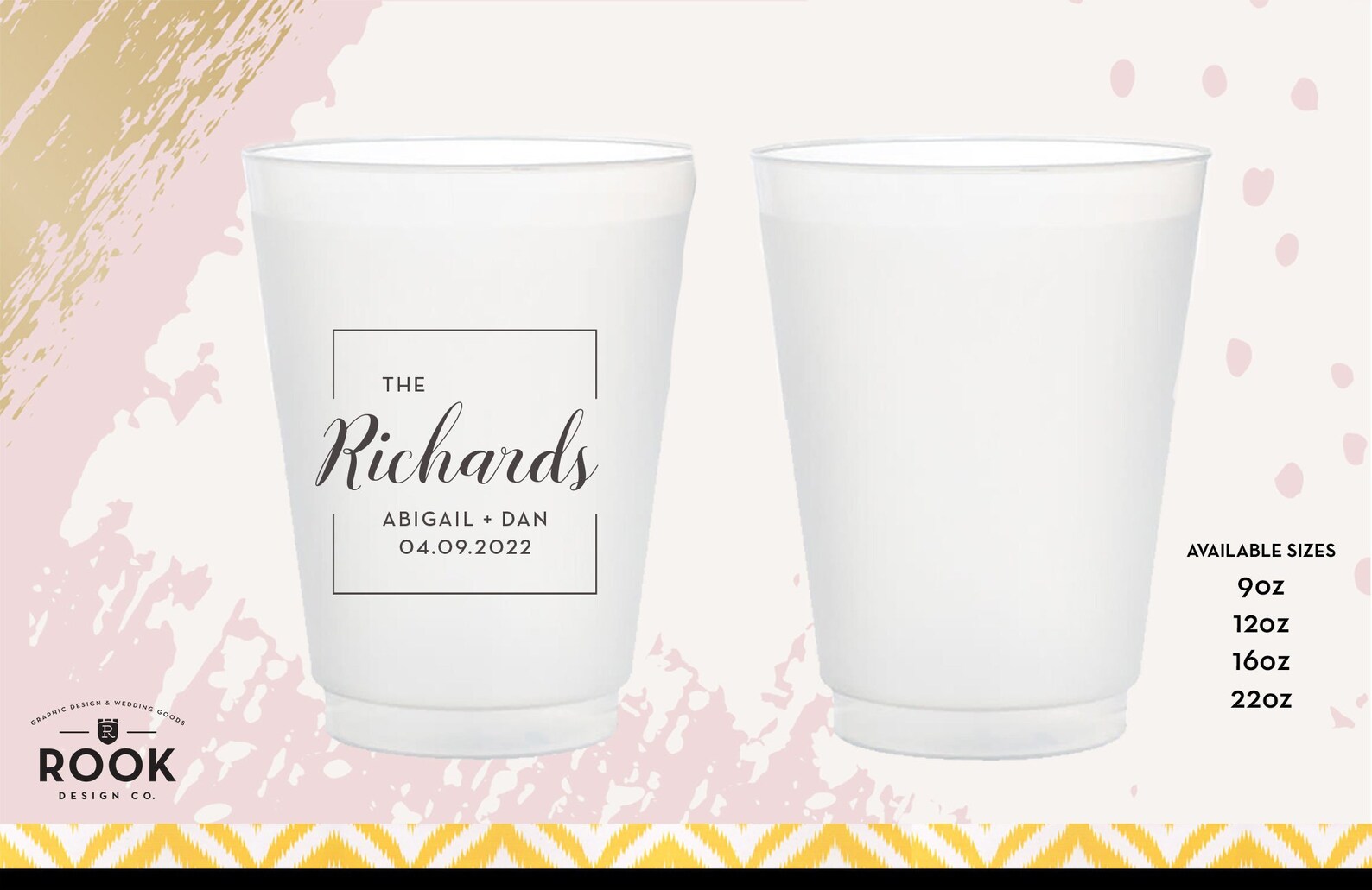 Personalized Wedding Cups: Custom Last Name, Frosted or Clear (16 Oz ...