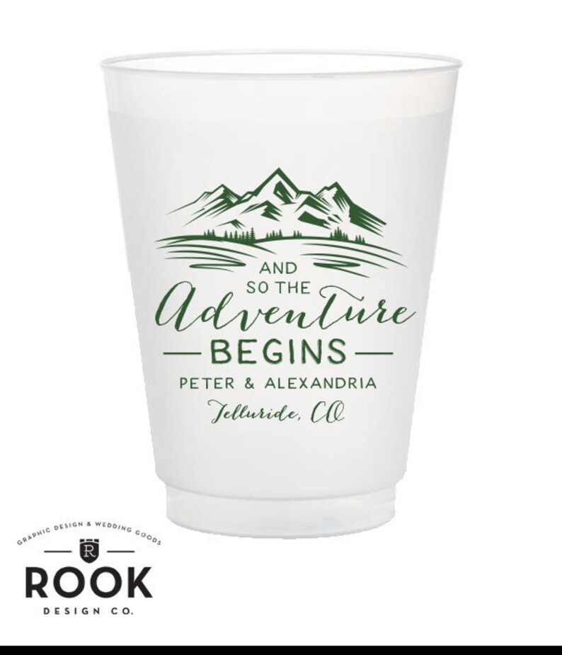 Adventure Begins Plastic Cups Mountain Wedding Party Stadium - Etsy