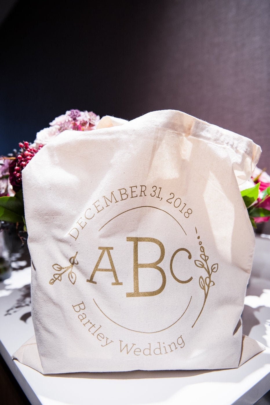 Monogram wedding tote bag wedding keepsake bag wedding hotel | Etsy